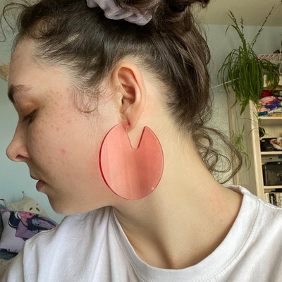 55mm Large Clear Lucite Hoop Earrings, Transparent Hoop Earrings, Clear ...