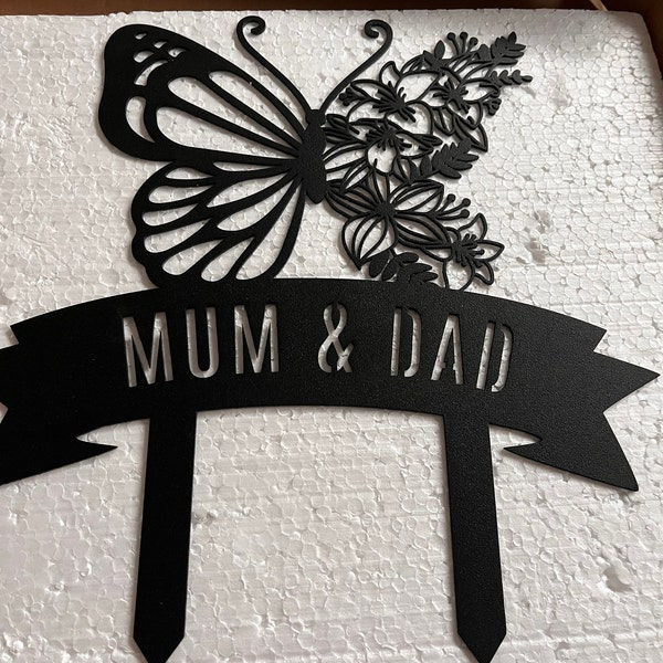 Personalized Butterfly Metal Garden Sign With Stakes, Metal Yard Decor ...