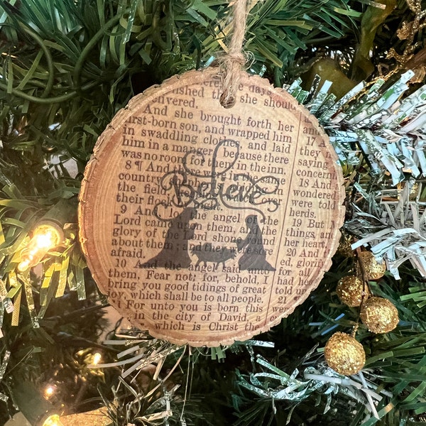 Birth of Christ Christmas Ornament, Antique Bible Page, Bible Verse ...
