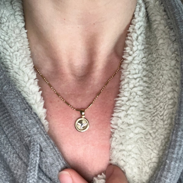 18k Holy Spirit Charm Necklace, Religious Necklace, Christian Necklace ...