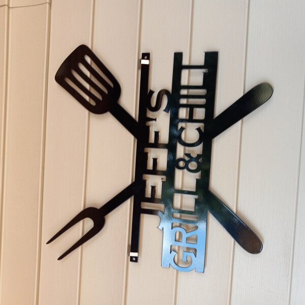 BBQ Grill Sign Metal Wall Art | Smoker and Grilling Gift | Gift for Him ...