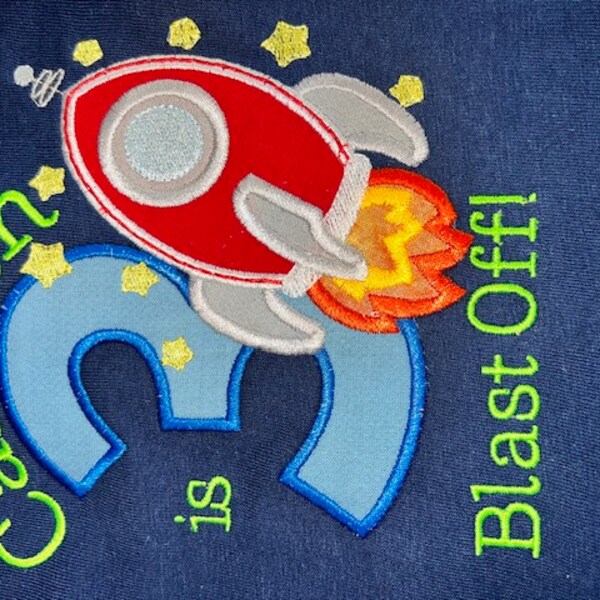 Space Rocket Applique Machine Embroidery Design Outter Space NASA ...