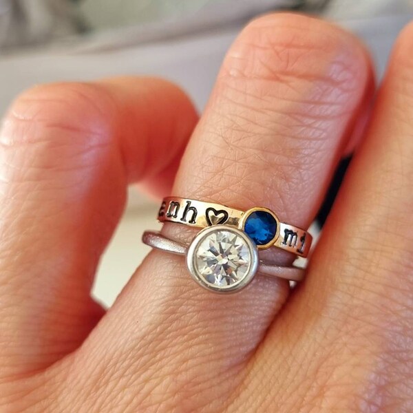 Hand Stamped Name Ring - Silver Name Ring - Gold Name Ring - Rose Gold ...