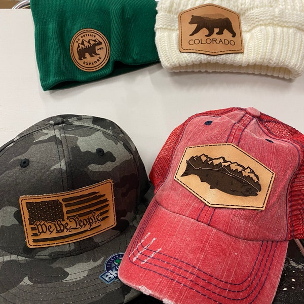 Digital Cut File | SVG Leather Patch Bundle | 14 Hat Patches | Leather ...