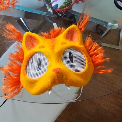 Grey Maine Coon Hand Painted Felted Therian Cat Mask - Etsy UK