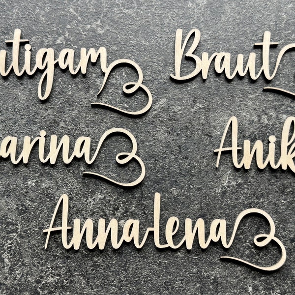 Place Cards for the Glass, Name Cards, Wooden Lettering, Table ...