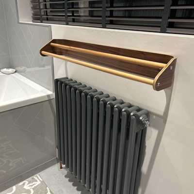 Walnut Long Towel Bar, Bathroom Wall Towel Rack, Wood Double Towel Rail ...