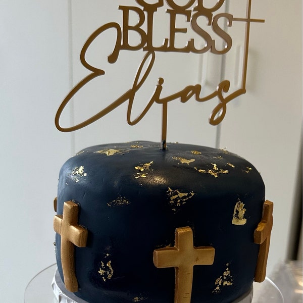 Custom Cake Topper, Baptism Cake Topper, God Bless Cake Topper, Acrylic ...