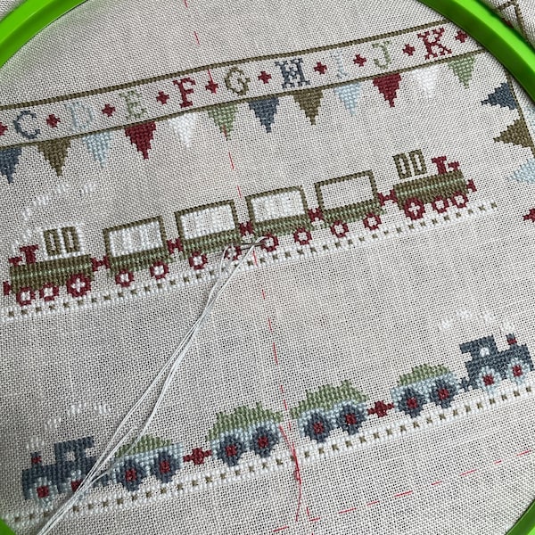 Bunting Train Birth Cross Stitch - Etsy