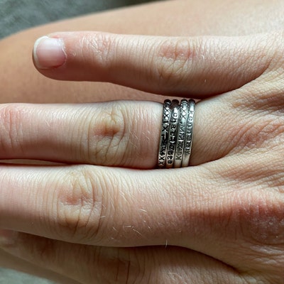 Stacking Ring Personalized Tiny 2mm Name Ring Hand Stamped Stacking ...