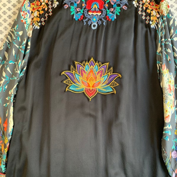 Large Embroidered Lotus Flower Patch - Etsy