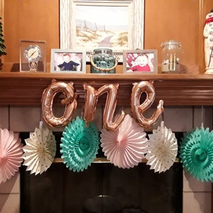 One Script Balloonone Balloonpink Mint & Gold First Birthday Balloon ...