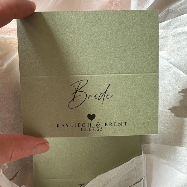 Custom Folded Place Cards With Different Fonts Folded Wedding Seating ...