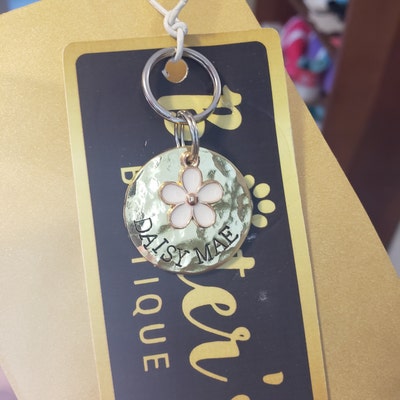 Dog Tag Daisy Dog Tag Pet Tag for Puppies, Cats and Dogs White and Gold ...