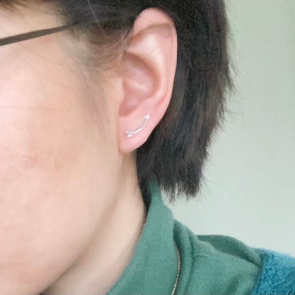 Sterling Silver Arrow Ear Cuff, Arrow Ear Climber, Ear Jacket Crawler ...