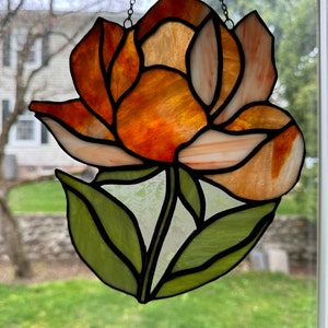 Modern Stained Glass Leaves Pattern, Plant Stained Glass Patterns ...
