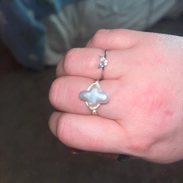 White Pearl Cross Ring: Wire Wrapped, Sterling Silver or Gold Filled ...