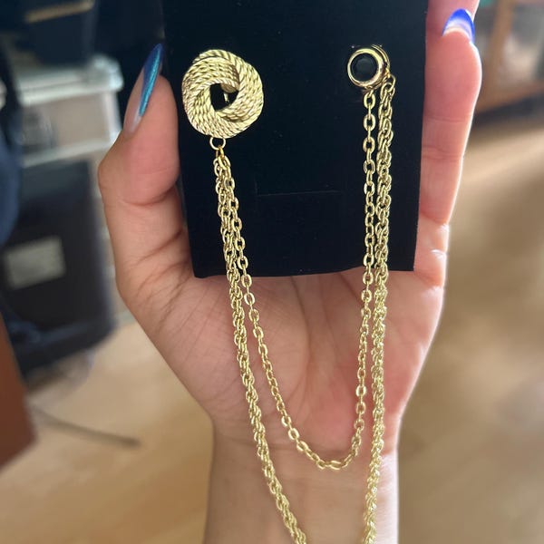 Gold Color Shirt Jacket Collar Chain Brooch Set, Suit Lapel Pin,shirt ...