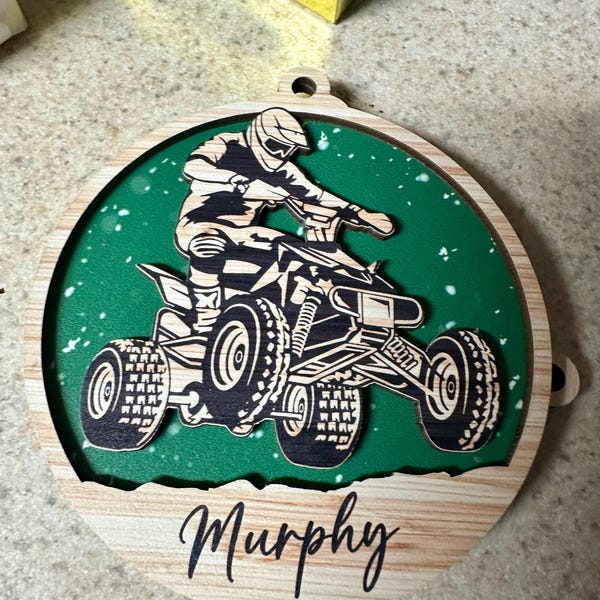 Personalized Quad Bike Layered Wood Ornament, Custom Dirt Bike ...