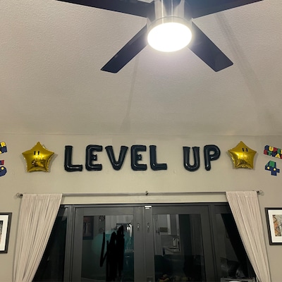 Level up Super Mario Theme Birthday Banner 16 Inches 1st 2nd 3rd 4th ...