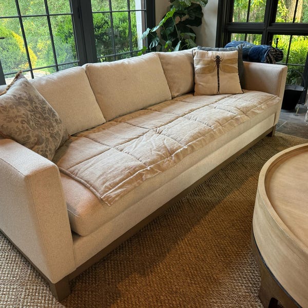 Waterproof Linen Sofa Cover. Quilted Linen Sofa Cover. Organic Sofa ...