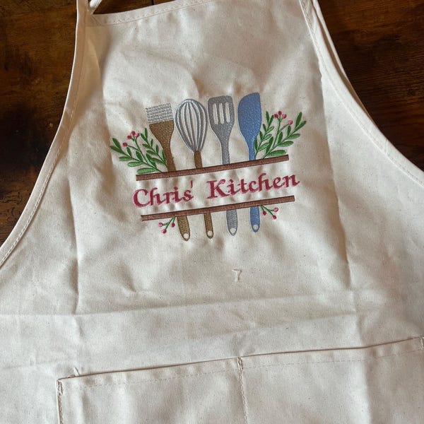 Personalized Embroidered Apron: Custom Name or Text Gift - Etsy