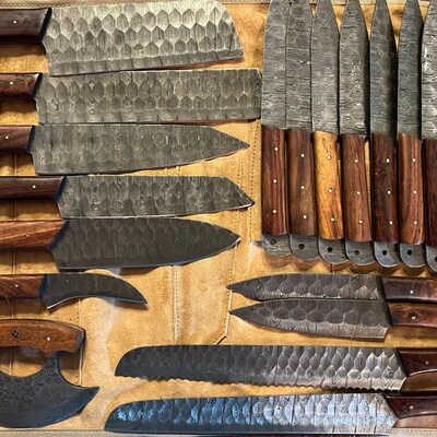 Custom Handmade Damascus Steel 5 Pcs Chef Set, Personalized Chef Set ...