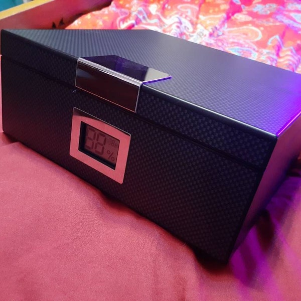 Carbon Fiber Design Handcrafted Modern Cedar Humidor With Front Digital ...