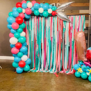 Streamer Backdrop Fringe Backdrop Blue and Green Party | Etsy