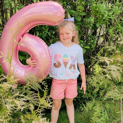 Six is so Sweet Ice Cream Girls 6th Sixth Birthday Shirt, 6th Birthday ...
