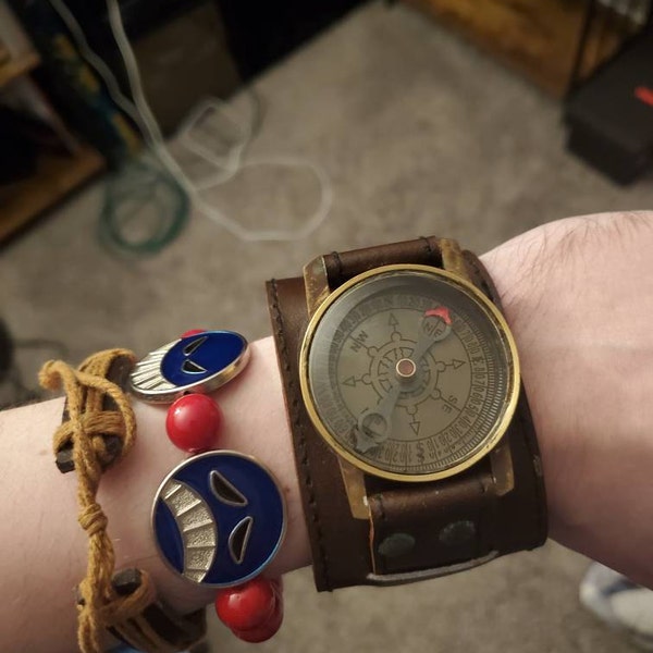 Leather Strap Steampunk Wrist Brass and Leather Compass Watch, Perfect ...