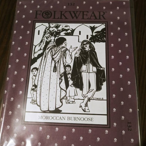 Folkwear Moroccan Burnoose Sewing Pattern 132 Cape or Cloak in 2 ...
