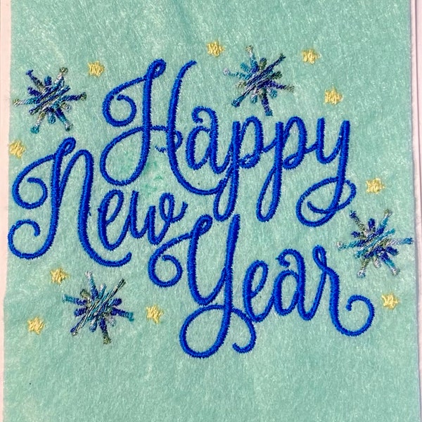 Happy New Year Embroidery Design - 7 Sizes 10 Formats DST PES New Year ...