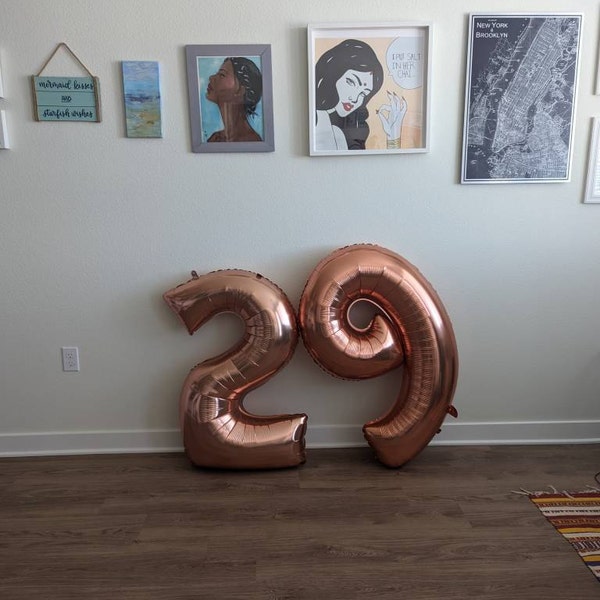 Number 29 GIANT Rose Gold Balloon 29th Birthday 40" Gold Rose Balloons ...
