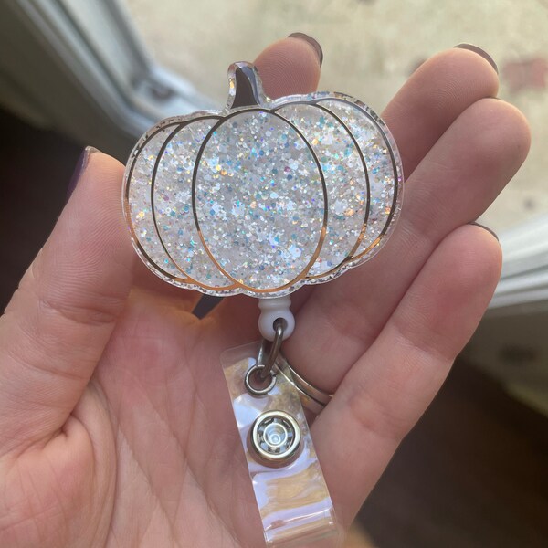 Pumpkin Badge Reel, Fall ID Holder, Thanksgiving Badge Reel, Halloween ...