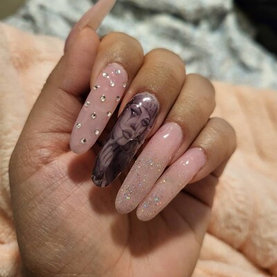 Chola Chicana 2 XL Nail Wraps Monochrome Sad Girl Jokers Girl Nail Art ...