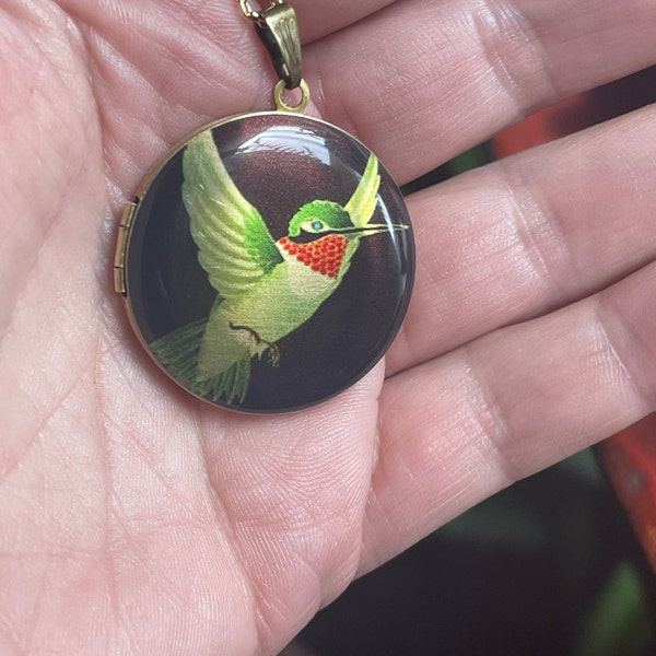 Hummingbird Locket Pendant Necklace - Etsy
