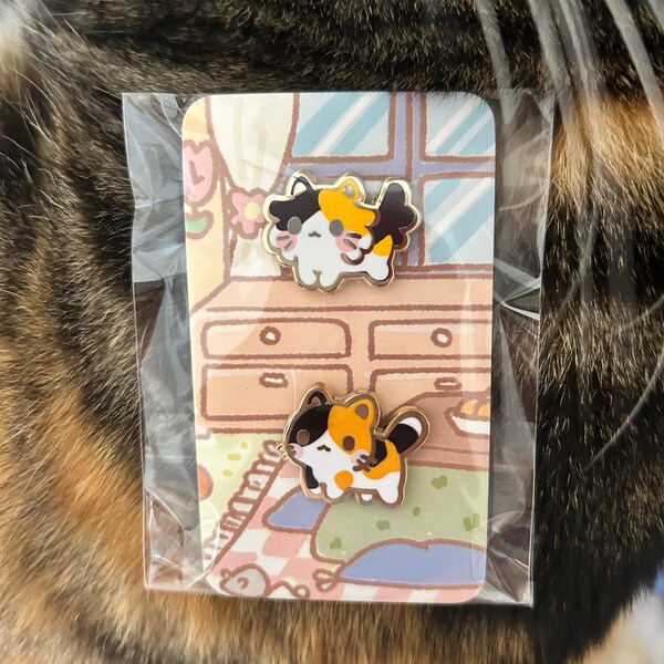 Mini Fluffy Face Kitty Pins - Etsy