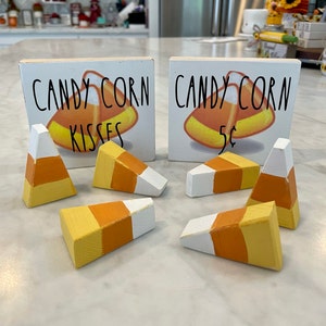 Wooden CANDY CORN SIGNS Chunky Wood Fall Decor Rustic Primitive ...