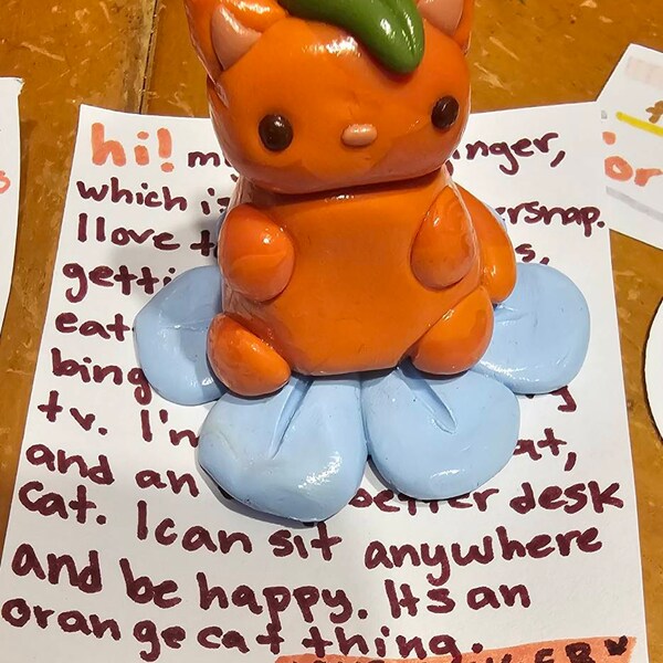 Flower Cats, Unique Handmade Polymer Clay Cat Desk Buddy, Personalized ...