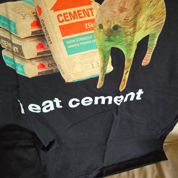 I Eat Cement Cursed Cat, Funny Meme Shirt, Ironic Shirt, Cat Lover Gift ...