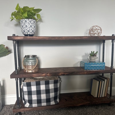 Steampunk Book Shelf, Industrial Bookcase, Wooden Book Case, Wooden ...