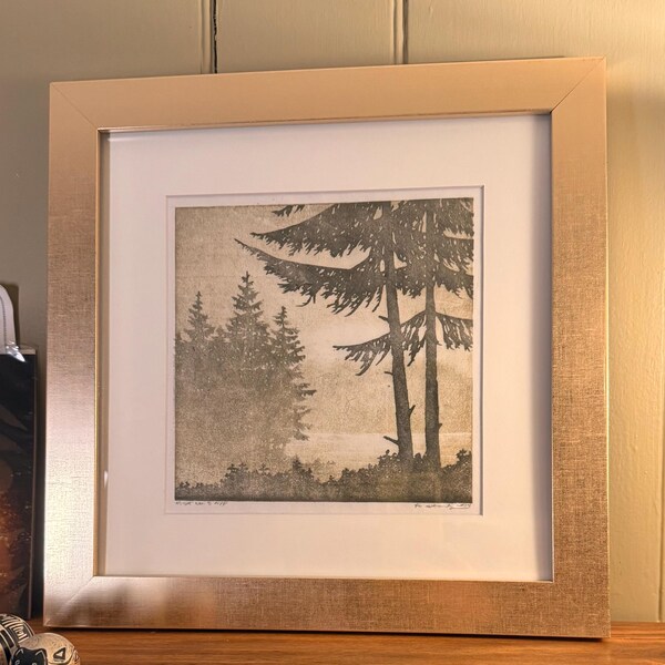 Original Linocut Block Print Treeline No. 9 Limited Edition Landscape ...