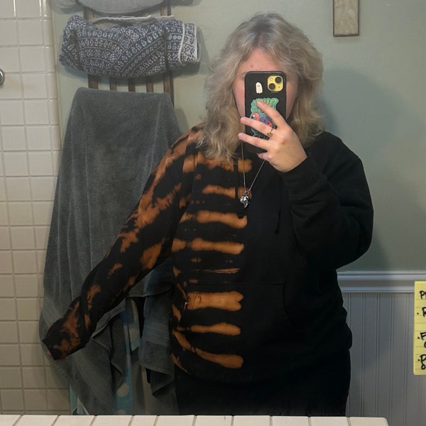 Bleach Dye Sweatshirt // Acid Wash Sweatshirt // Black Bleach Dye ...