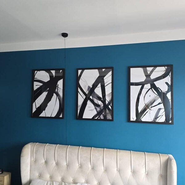 Modern Simple Minimal Gallery Wall Art Set of 3 Black and White Simple ...