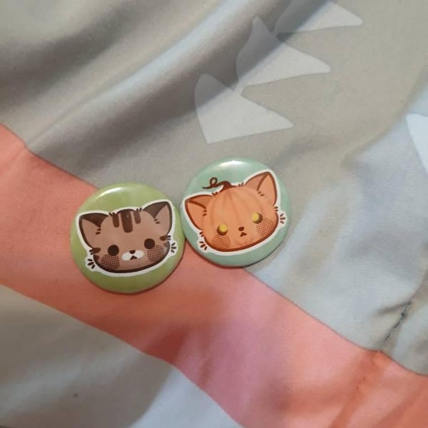 Cute Cat Pinback Button Badges Pins - Kawaii Cat Art - Ita Bag Pins ...