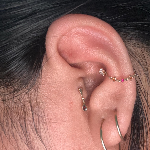 Solid 14K Gold Garnet Love Heart Dangle Charm Elegant Gemstone Clicker ...