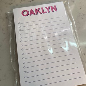 Modern Classics First Name Notepad, Custom Notepad, Personalized Paper ...