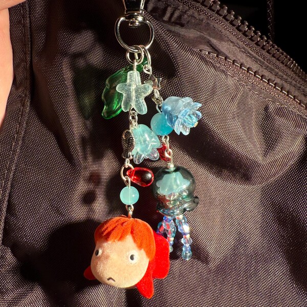Ponyo Keychain With Flocked Ponyo Charm - Etsy