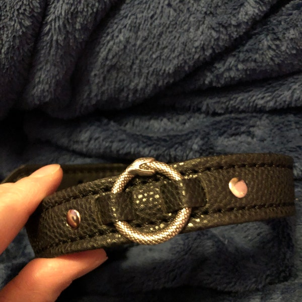 3/4 All Black Vegan Leather Ouroboros Collar/choker - Etsy UK